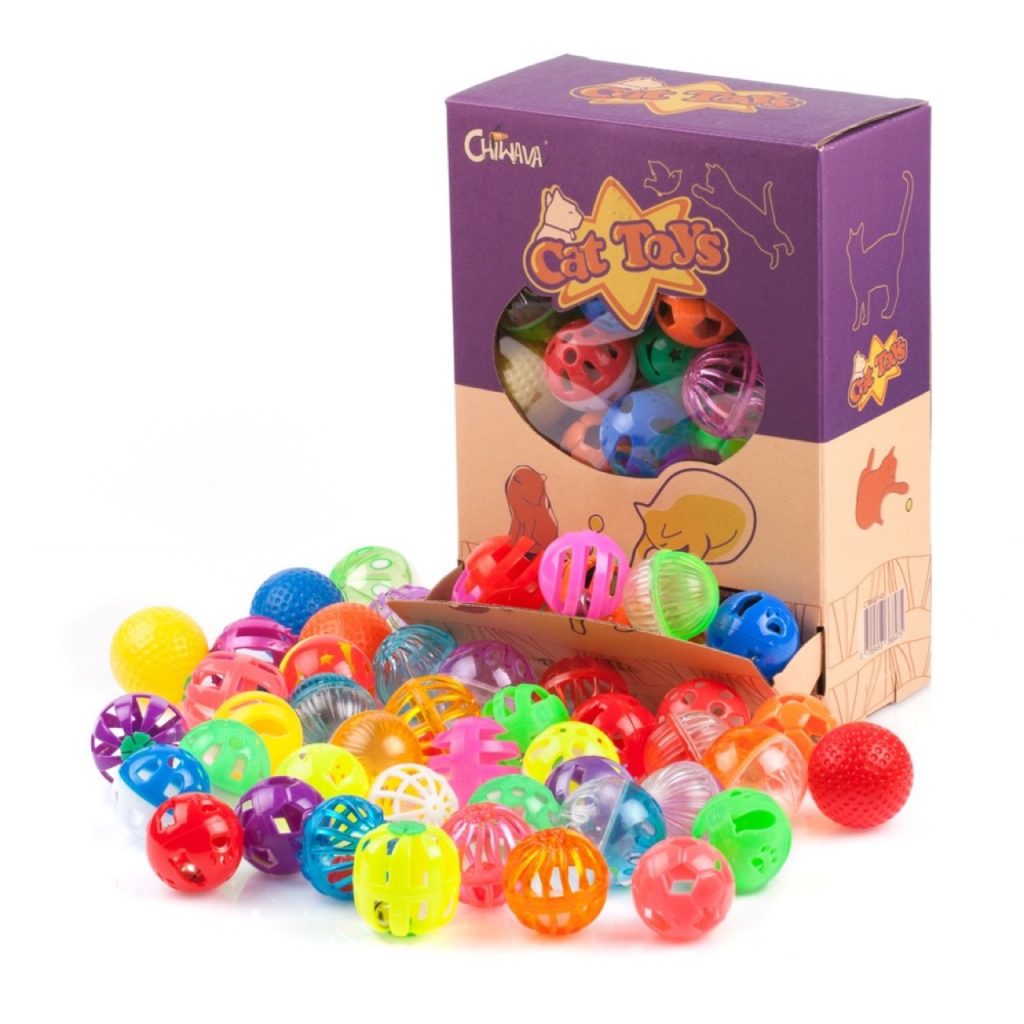 Chiwava 48 Pack Plastic Noisy Cat Toy Balls with Bell – Chiwava