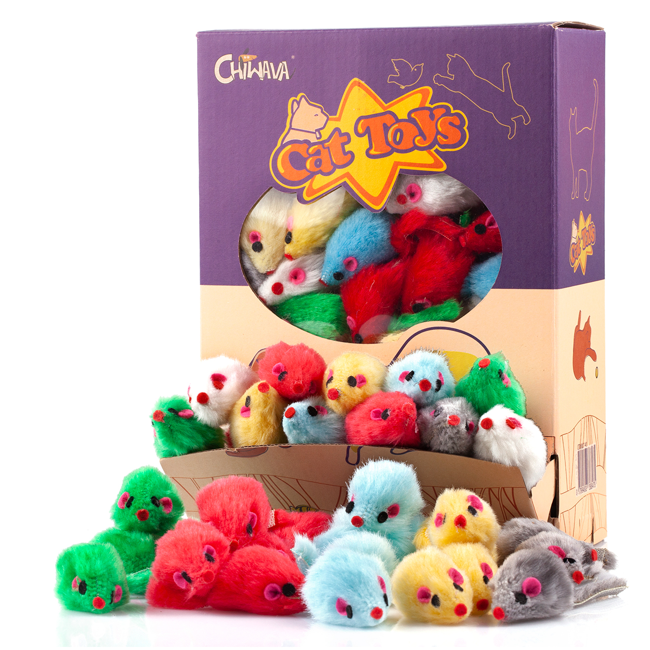 Chiwava 60PCS 4.1 Inch Furry Cat Toy Mice Rattle Small Mouse – Chiwava
